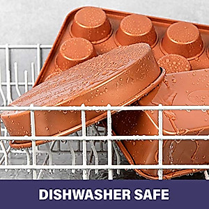 Gotham Steel Round Baking Pan Nonstick Bakeware, Round Cake Pan, – Large 9.5” x 9.5” x 2” Size, Even Heat & Non-Warp Technology, Ultra Nonstick Ceramic Coating, Dishwasher Safe, Brownish