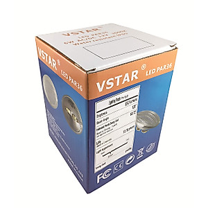 VSTAR LED PAR36 Bulb 6W 12V 650-750lm(35W Halogen Equivalent),3000K Warm White,Water Resistant,Non-dimmable,6 Pack