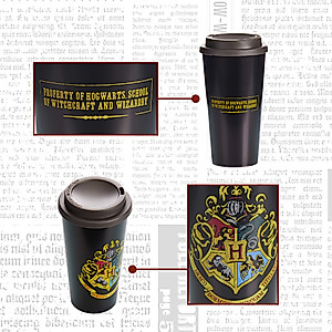 Paladone Hogwarts Crest Plastic Travel Mug - Officially Licensed Harry Potter Merchandise