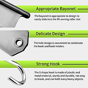 RVMATE RV Awning Light Holder, Easily Slide Into RV Awning Roller Bar Channel, Each Holder can Support 15 lbs, 8 Pack