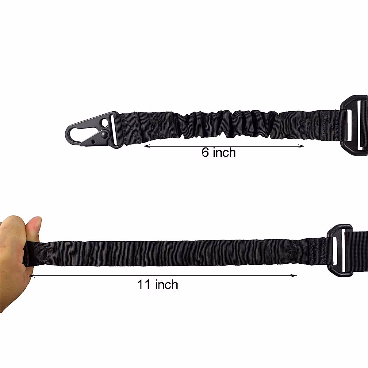 Depring 2 Points Rifle Sling Length Adjustable Traditional Gun Shoulder Strap with Metal Hook (Black)