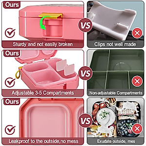 Itslife Bento Lunch Box for Kids, 3-5 Compartment with Leak Proof, 35oz Lunch Containers for Toddler, Dishwasher Safe, BPA Free, Ideal Portion 10 Designs for Kids School Gift(Pink Panda)