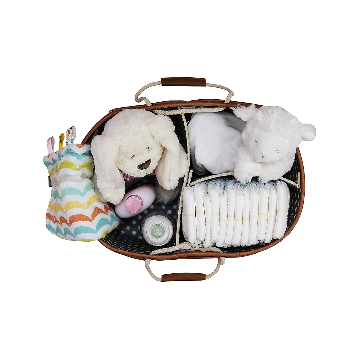 Diaper Caddy Organizer – Diaper Organizer Bag with Long Carry Handles – Neutral Diaper Caddy for Baby Shower or Gift Registry – Caddy for Baby Stuff with Removable Insert – Unisex Baby Organizer Caddy