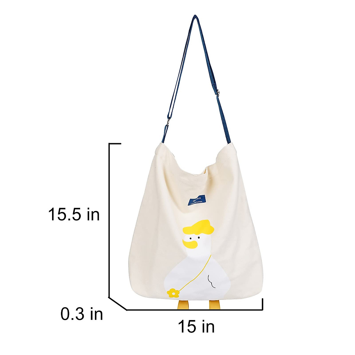 Phaoullzon Cute Canvas Tote Bag Funny Duck Bags Hobo Large Kawaii Shoulder Crossbody Bag