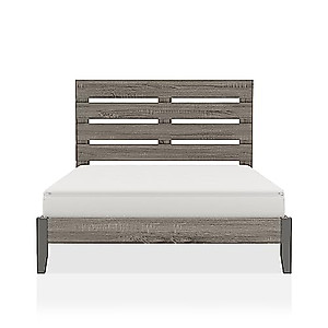 24/7 Shop at Home Kaya Transitional Wood Platform Bed with Tapered Legs for Bedroom, Guest Room Bed, California King-Size, Gray