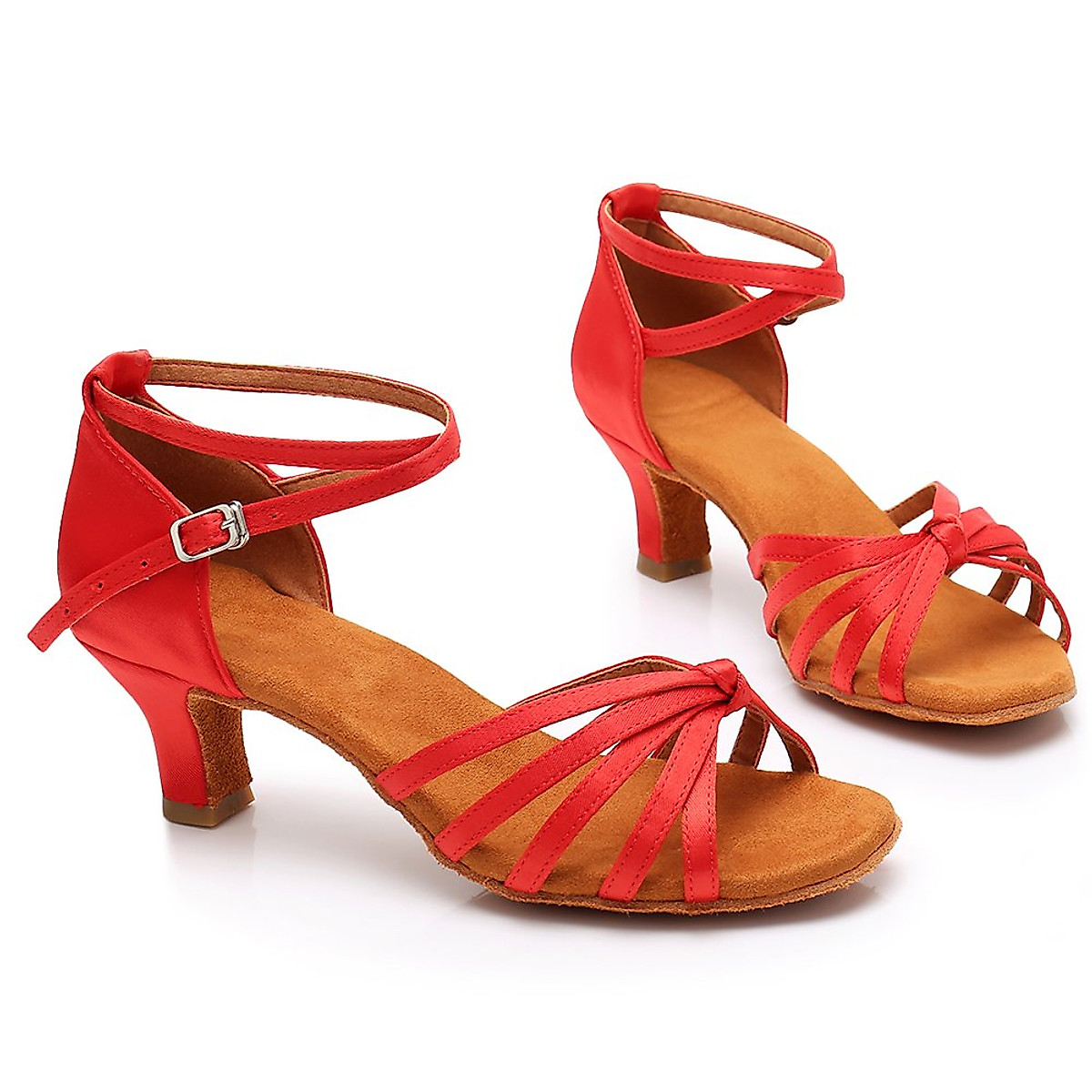 HIPPOSEUS Women's Latin Dance Shoes Ballroom Classical Party Practice Performance Sandals Red,7 B(M) US