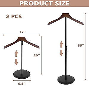 KORETECH 2 Pack Shirt Display 35" Height Adjustable Shoulder Stand Shirt Rack, T Shirt Display Stand for Shops, Steaming Clothes Holder, Black
