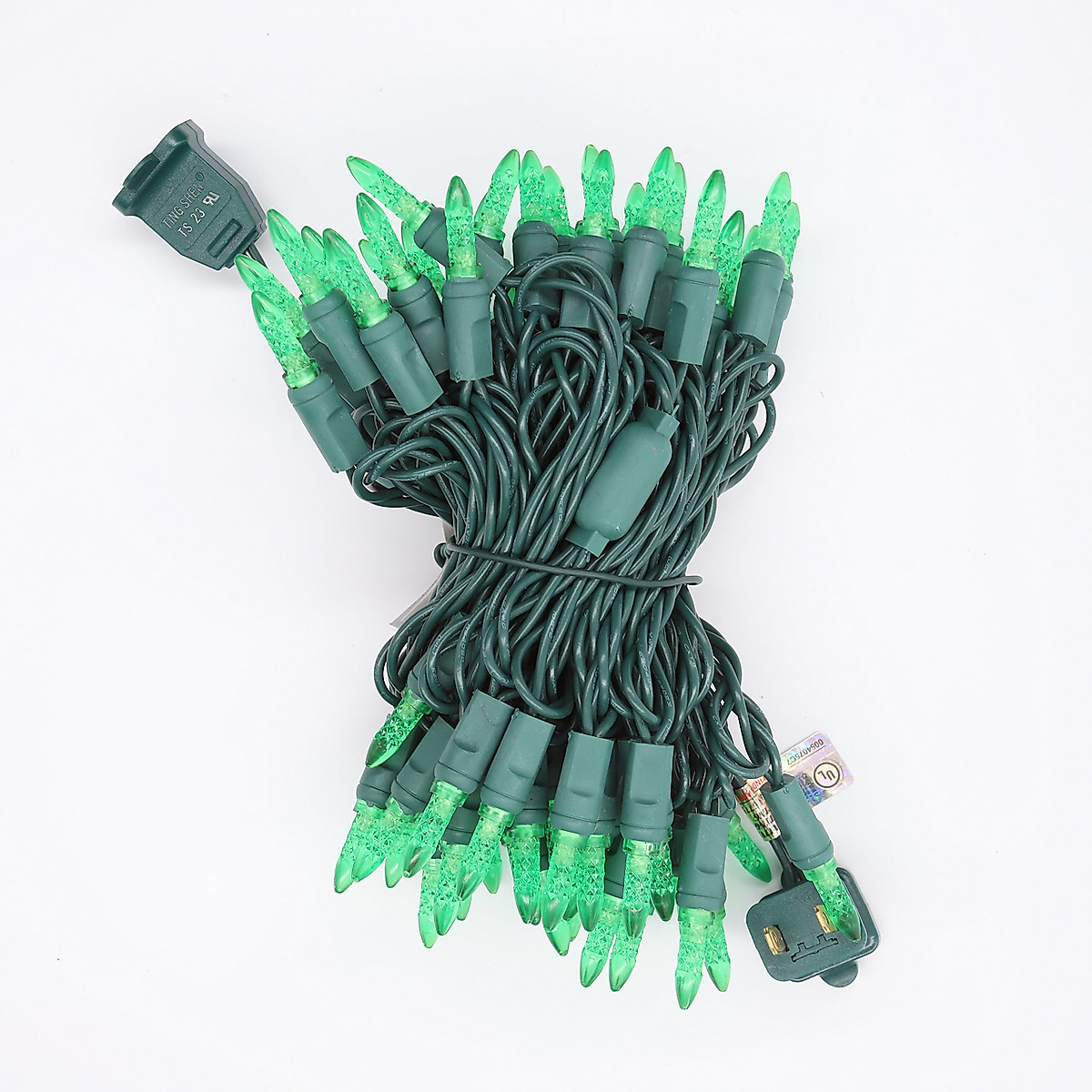 1001 LightSupply 50 Count M5 Faceted Christmas Mini Light Set Indoor/Outdoor Use String Lights for Garden Christmas Tree Patio Lawn Party Home 120V UL Certified Green Wire 17 Feet (Green)