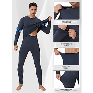 Thermal Underwear for Men, 2 Pack Long Johns Winter Long Underwear Sport Skiing Fleece Lined Base Layer Top and Bottom Set M