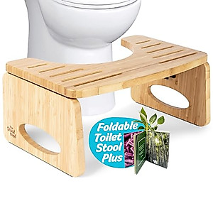 The Stool Tool Poop Stool for Bathroom Adults – 7 Inc Bamboo Toilet Stool Promotes Pelvic Floor Relaxation - Folding Toilet Stool, Waterproof and Non Slip - Toilet Step Stool for Natural Squatting