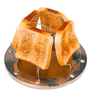 Folding Camp Stove Toaster Stainless Steel Camping Toaster Rack Holder 4 Slice Toaster Tray Cooking Breakfast 4 Toast Bread Toaster Holder Rack for BBQ Party Outdoor Hiking Camping Fishing Picnic