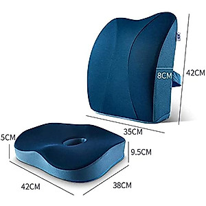 zhanghong Memory Foam Seat Cushion and Lumbar Back Cushion Combo - Gel Infused and Ventilated - Ergonomic Design for Coccyx and Tailbone - for Office Chairs and Car Seats
