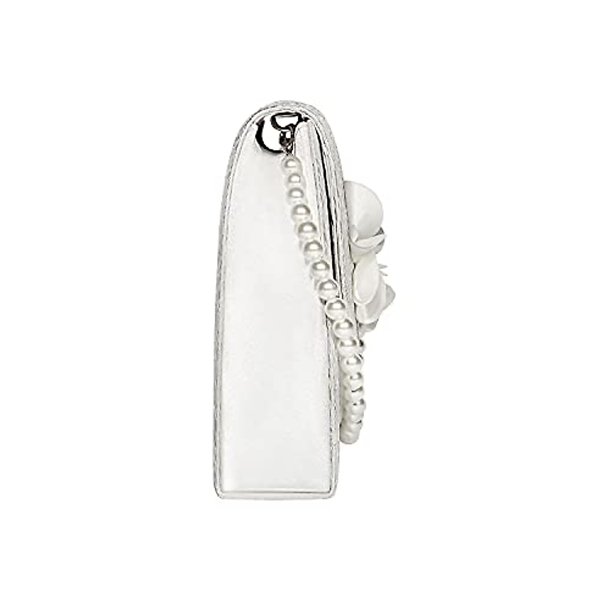 Mulian LilY Premium Floral Lace Satin Pearl Top Handle Clutch Handbag With Detachable Chain flower wedding Bridal Bag White M029