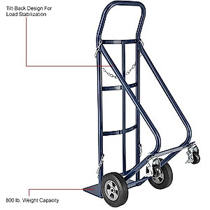 Global Industrial Tilt Back Cylinder Hand Truck with Curved Handle, 800 Lb. Capacity, 47" H