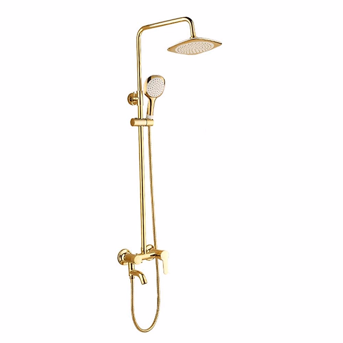 LUNEZY Golden Shower Mixer Tap System Copper Rain Shower Cold and Hot with Faucet Anti-Limestone Shower Head with Hose Shower Mixer Taps Set Bath-D