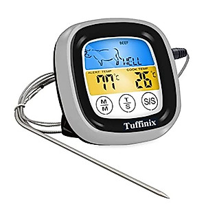Digital Touchscreen Meat Food Thermometer - Tuffinix Instant Read Meat Thermometer 40in Probe Kitchen Cooking Thermometer with Timer Function Oven Safe for BBQ Frying Pan Smoker Cooking