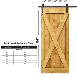 Jforest DIY 84in X Shape Barn Door with Hardware & Handle Included, Heavy Duty, Sliding Door Hardware, Pre-Drilled Barn Door, Solid Wood Material, Barn Door Made in USA. (Walnut) (42" x 84")