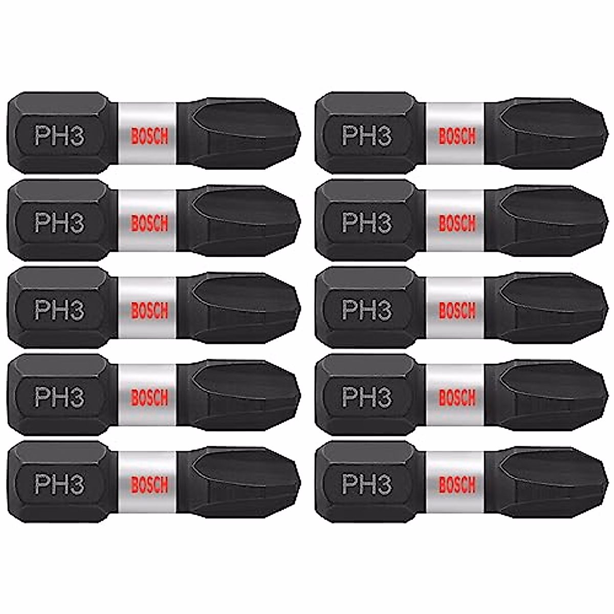 BOSCH ITPH3105 5-Pack 1 In. Phillips #3 Impact Tough Screwdriving Insert Bits