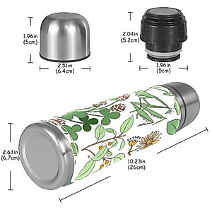 Stainless Steel Leather Vacuum Insulated Mug Flower Thermos Water Bottle for Hot and Cold Drinks Kids Adults 16 Oz