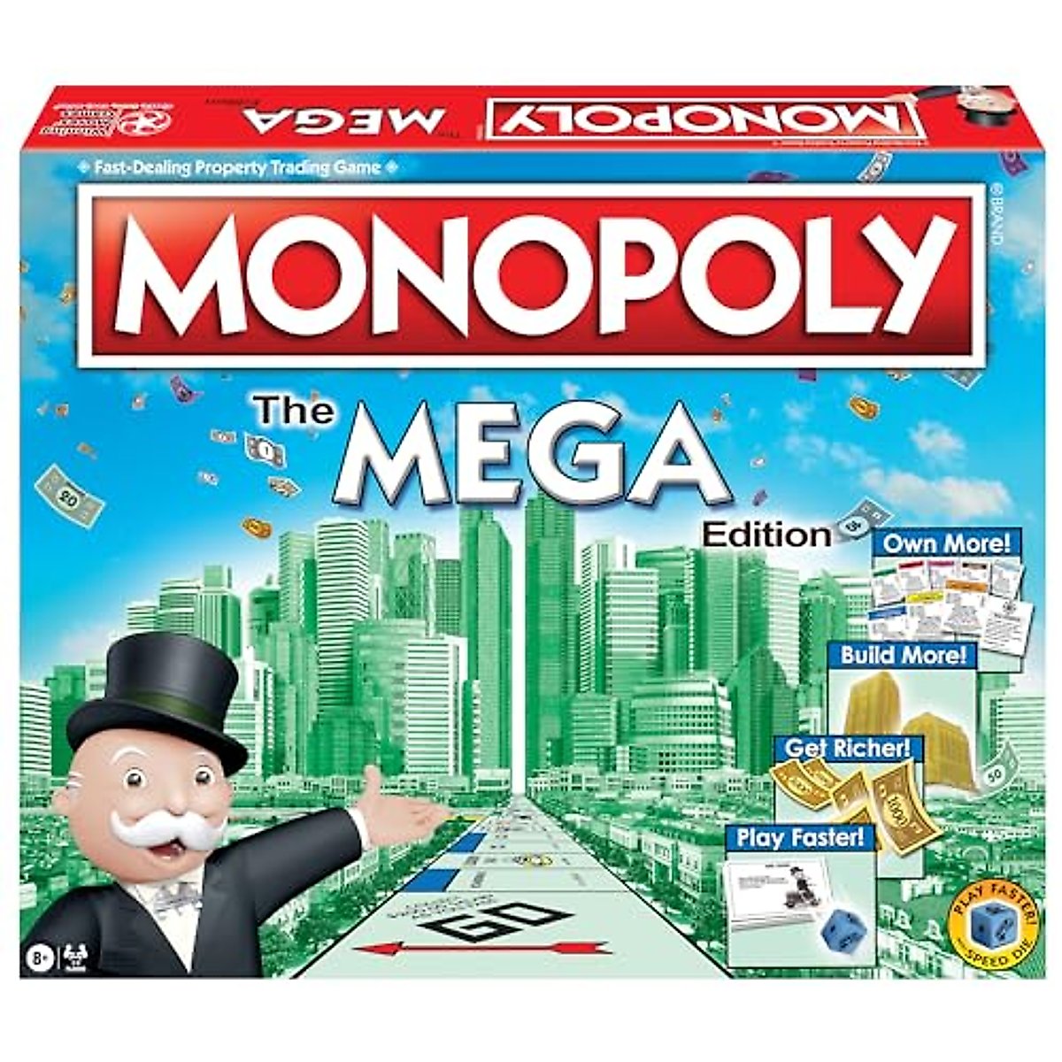 Monopoly The Mega Edition by Winning Moves Games USA, a Bigger and Faster Version of Monopoly with the Speed Die for 2 to 8 Players, Ages 8 and up (1104)