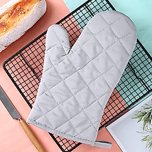 Kitchen Oven Mitts Heat Resistant Gloves Cotton Premium Non-Slip (Pink)