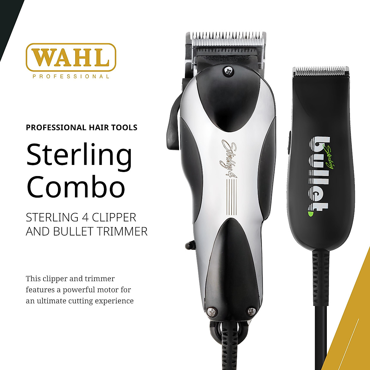 Wahl Professional Sterling 4 Clipper Bullet Trimmer Combo Professional Quality Electric Hair Tools Silver