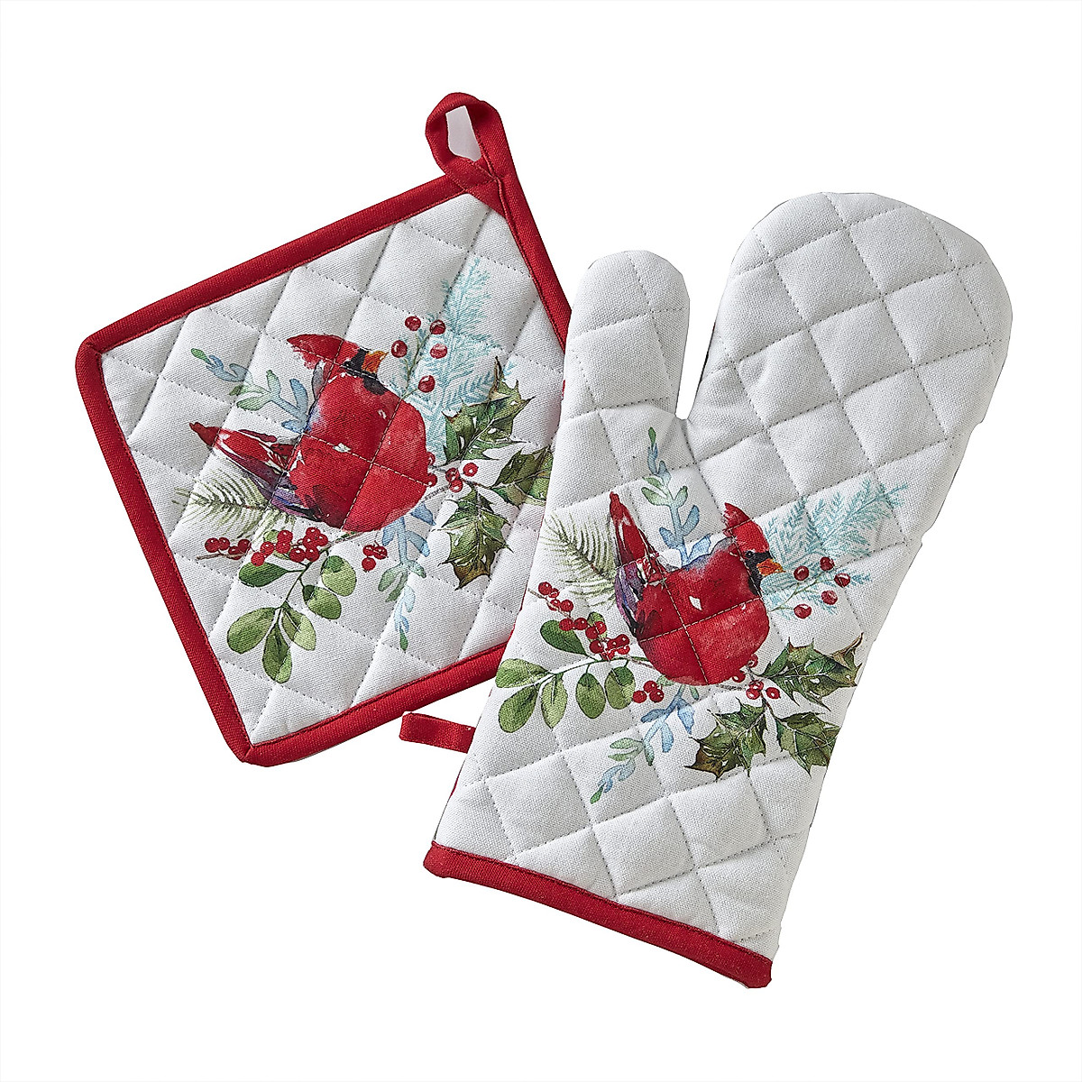 SKL Home Berry Cardinal Oven Mit and Pot Holder Set (2-Piece), Multi