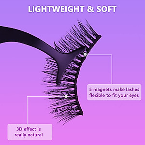 [10 Pairs] Magnetic Eyelashes and Eyeliner Kit, Reusable Magnetic Lashes with Eyeliner and Tweezers, 3D Natural Look False Eyelashes (10 PAIRS)
