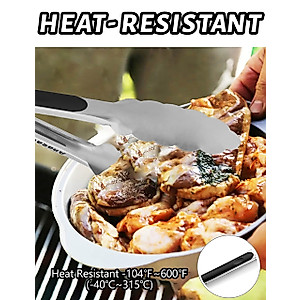 Anaeat Premium Kitchen Locking Tong Set of 3 - Heavy Duty Stainless Steel Food Tongs with Long Handle & Non-Slip Silicone Grip for Cooking, Baking, Grilling - Heat Resistant up to 480°F