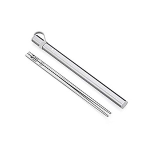 Keith Titanium Ti5633 Solid Square Handle Chopsticks with Aluminum Case (Grey) ●●●●●●● Keith's 18th Anniversary: Exclusive Price!