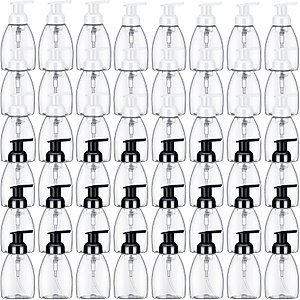 Nuenen 48 Pieces Foaming Soap Dispensers 8 oz Foaming Pump Bottle Plastic Hand Soap Dispenser with Pumps Empty Refillable Press Containers for Liquid Shampoo Bathroom Kitchen(White, Black)