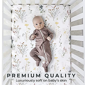 Pobibaby - 2 Pack Premium Fitted Baby Girl Crib Sheets for Standard Crib Mattress - Ultra-Soft Jersey Knit, Safe and Snug, and Stylish Floral Crib Sheet (Wildflower)