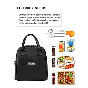 oopikle Lunch Bag For Women - Mens Lunch Box, Insulated Lunch Tote Cooler Bag, Reusable Adult Large Lunch Pail Lunch Kits, Leak Proof Thermal Lunch Sack For Work Travel Picnic - Black