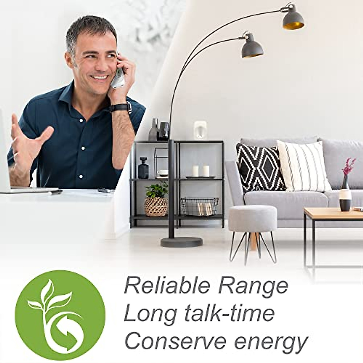 VTech VG101 DECT 6.0 Cordless Phone for Home, Blue-White Backlit Display, Backlit Big Buttons, Full Duplex Speakerphone, Caller ID/Call Waiting, Easy Wall Mount, Reliable 1000 ft Range (White/Grey)