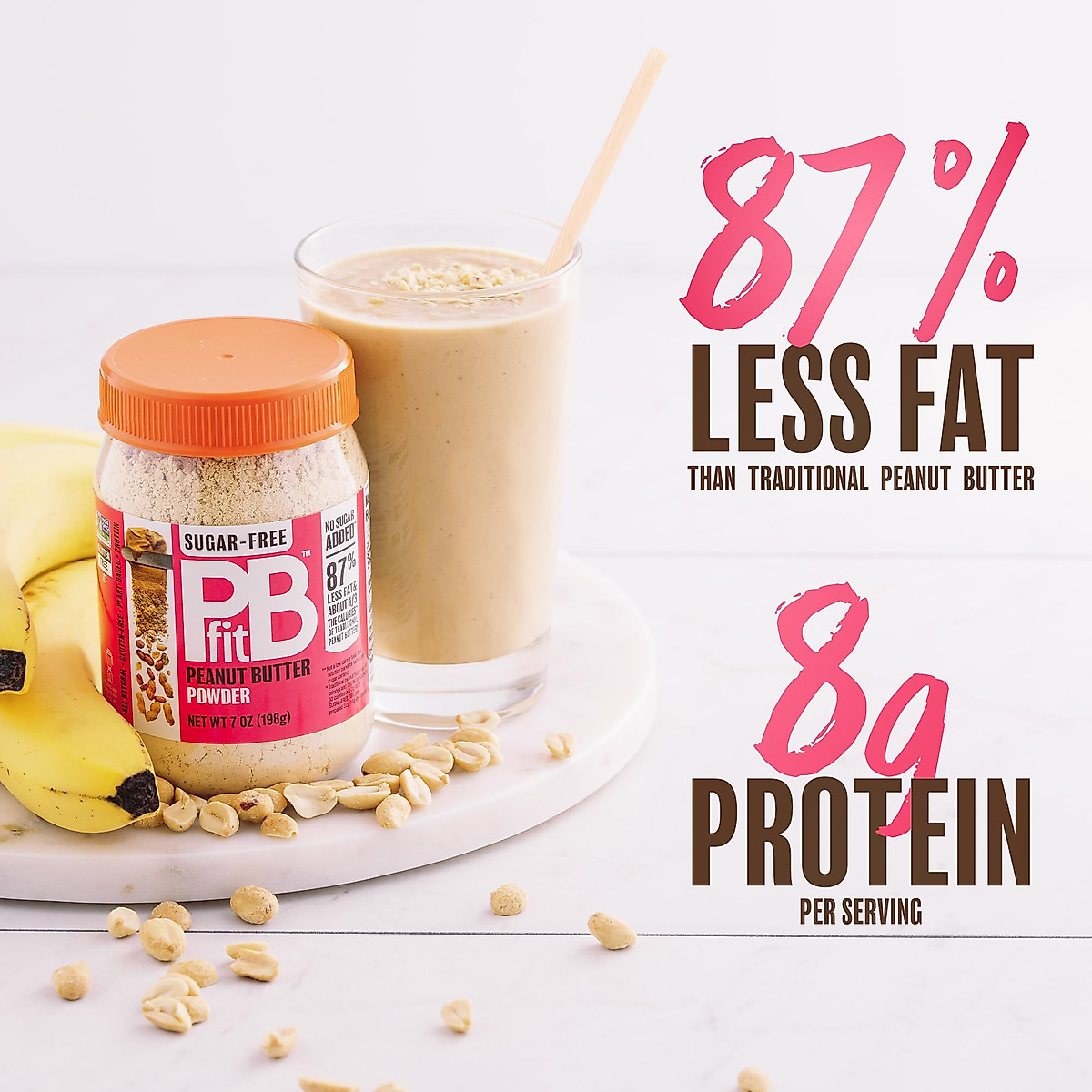 PBfit No Sugar Added, Made with Erythritol and Monk Fruit, All-Natural Peanut Butter Powder from 368g (13 Ounces)