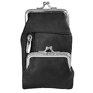 Skyway Gianni Leather Cigarette Case for Women 100's Pack Holder with Lighter Holder Coin Purse Pouch - Black