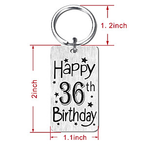 HYHYDHP 36th Birthday Gifts for Women Men, Happy 36 Year Old Birthday Keychain, 36 Yr Bday Presents Ideas