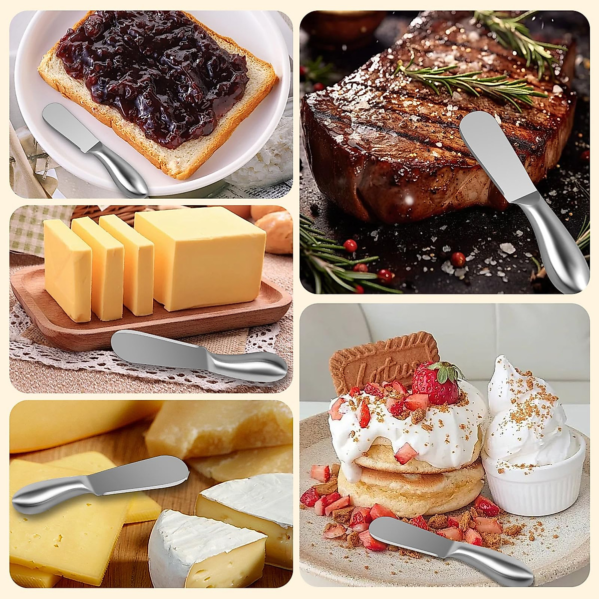 1 Pcs Stainless Steel Cheese Knife Butter Spreader Knife Condiment Knife Multipurpos Kitchen Knife Gadgets for Pastry, Cold Butter, Jam Pastry making (Silver)