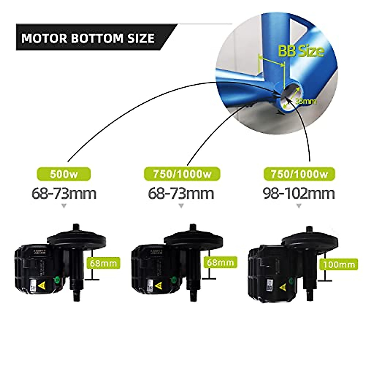 BAFANG Mid Drive Motor Kit Electric Bicycle Conversion Kit Central Motor 50.4V 750W 68mm 100mm for Road Bike with 50.4V 19Ah Removable Lithium Battery (New DIY Model Series) for MTB, City Road Bike