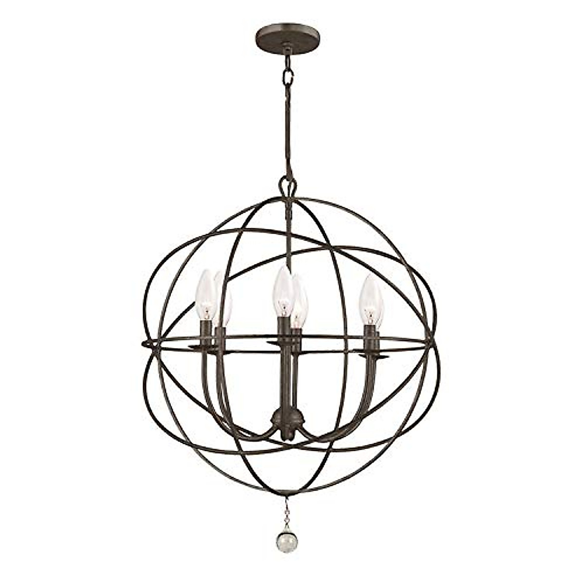 Crystorama Solaris 6 Light Bronze Sphere Chandelier - Ceiling Light Fixture - Chandeliers for Hallway, Living Room, Foyer, Farmhouse - Indoor Modern Chandelier and Flush Mount Light Fixture