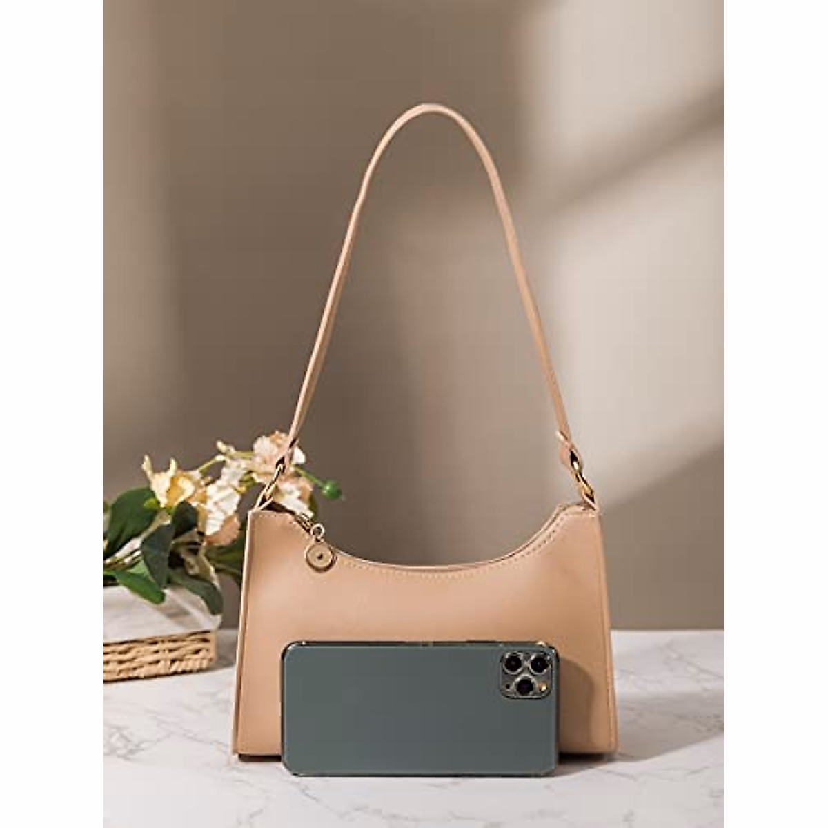 GORGLITTER Shoulder Bags for Women Hobo Tote Handbag Mini Clutch Purse with Zip Closure Khaki One Size