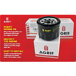 Agrif Replacement 2-Pack Oil Filter Fits For John Deere AM125424, Tecumseh 36563, Kawasaki 49065 7007, Pro Performance Lawn Mower Oil Filter