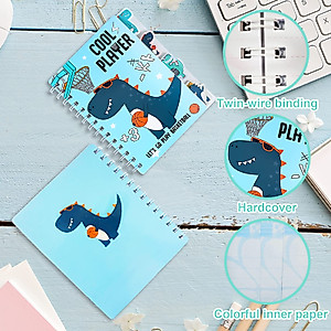 Rhuyoshn Dino Notebooks for Kids - Small Cartoon Spiral Notepads - 4 Pack Cute Dianosaur Writing Journal Diary Note Pads, Lined Paper, for Boys Students