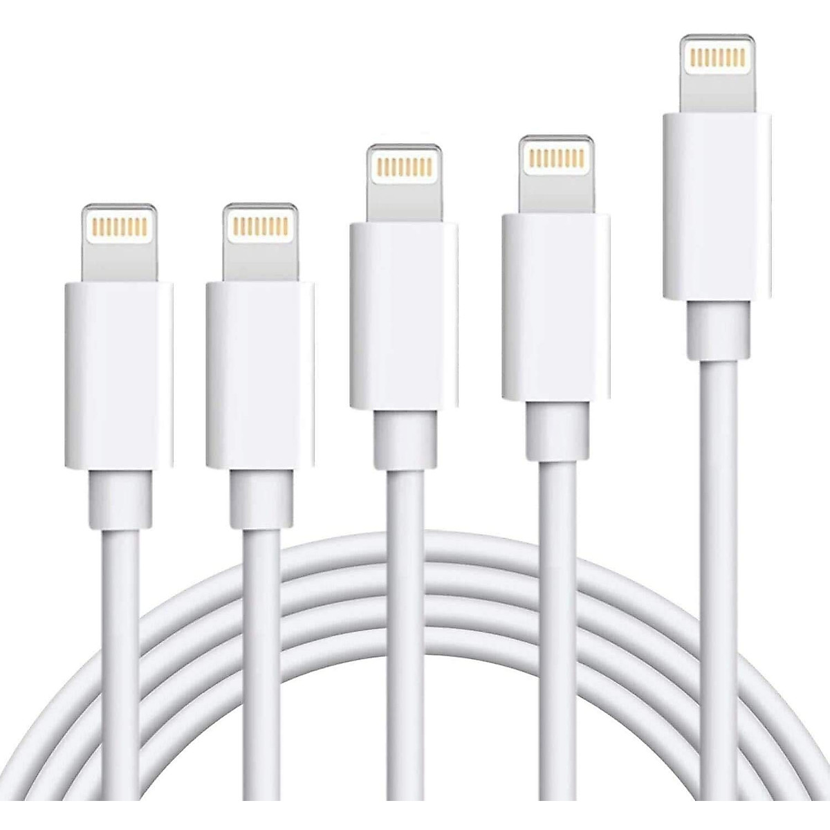 Sharllen 5 Pack iPhone Lightning Charging Cables (3FT/6FT/10FT), Fast Charging & Sync, Compatible with iPhone 14/13/12/11/XS/Max/XR/X/8/7/6/5 & More (White)