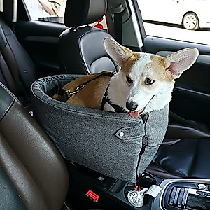 Cathpetic Dog Car Seat Pet Supplies - Travel Bags for Dogs Cats Portable Console Dog Car Seat Washable Dog Cat Booster Seat on Car Armrest Included Safety Tethers Perfect Car Seat for Dogs Cats