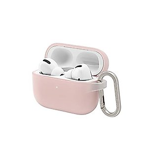 RhinoShield Case with Carabiner Compatible with Apple [AirPods Pro] | Military Grade Drop Protection, Scratch Resistant, Wireless Charging - [Shell Pink, Standard Set]