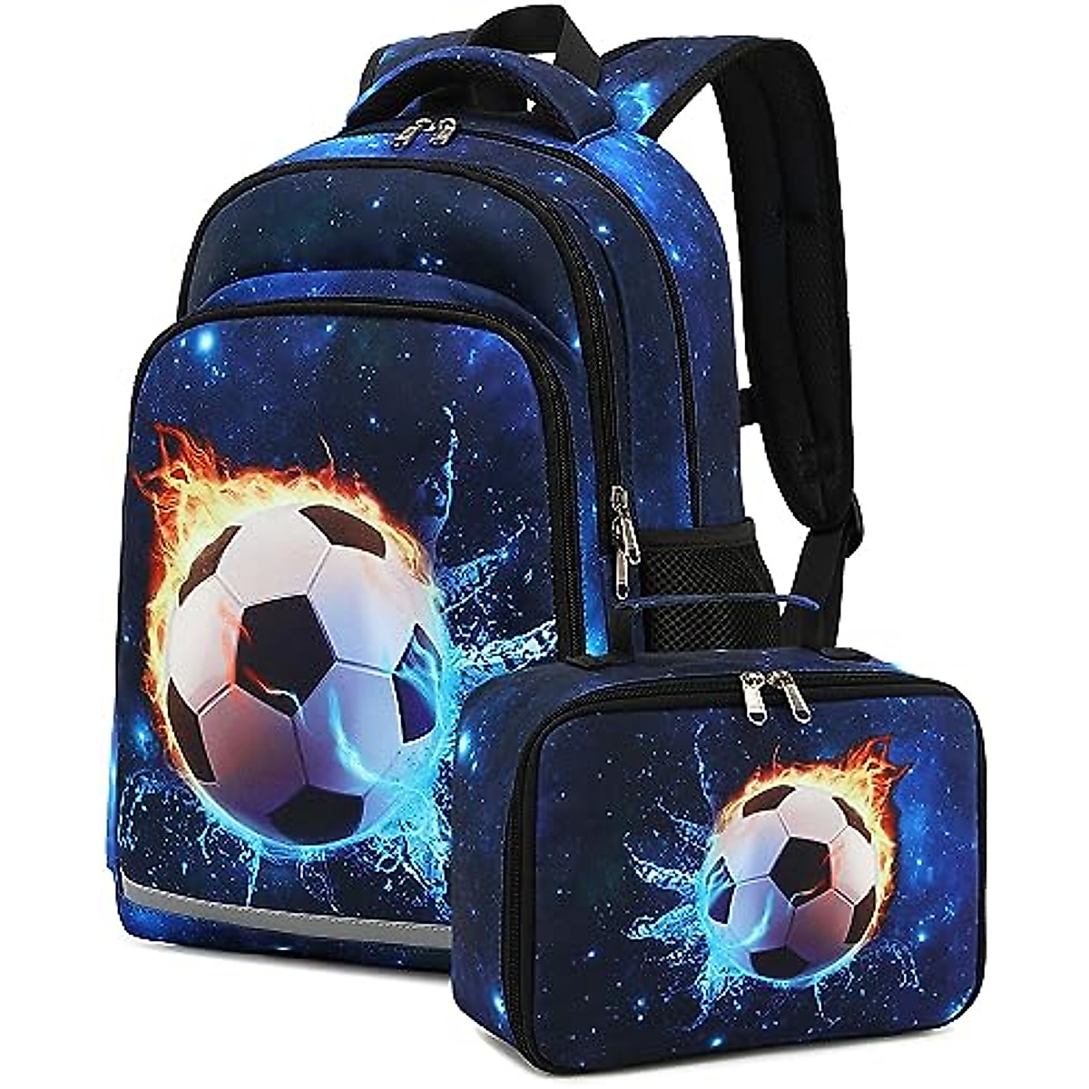 CAMTOP Soccer Backpack for Kids Boys Girls Preschool Backpacks with Lunch Box Toddle Kindergarten Football BookBag Set