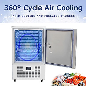 Kolice Commercial Restaurant 10 Trays Blast Chiller, Blast Freezer, Freezer, Chest Freezer for Hard Ice Cream, Fresh Meat, Chicken, Pastry, Fish in Hotels, Bars, Canteens, School, Bakery -40°F