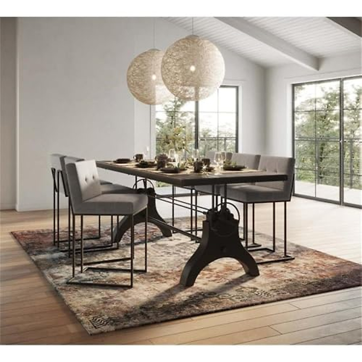 Modway 96" Crank Height Adjustable Rectangle Conference Dining Table, Black