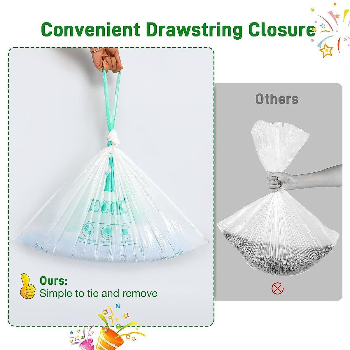 Drawstring Litter Box Liners Compatible with Robot, Heavy Duty Self-Cleaning Litter Boxes Waste Drawer Liners Replacement Bags (50pcs)